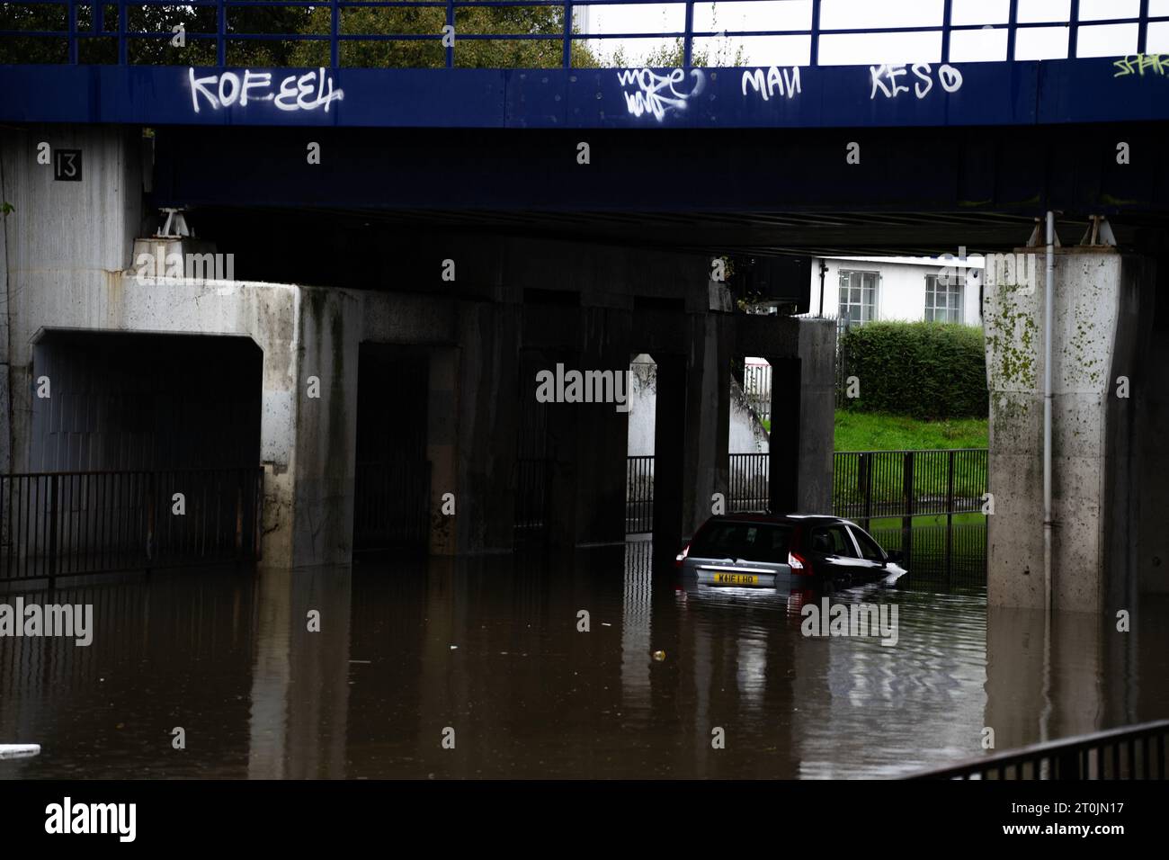 Glasgow, Scotland, UK. 07th October 2023, Glasgow, Flooding causes ...