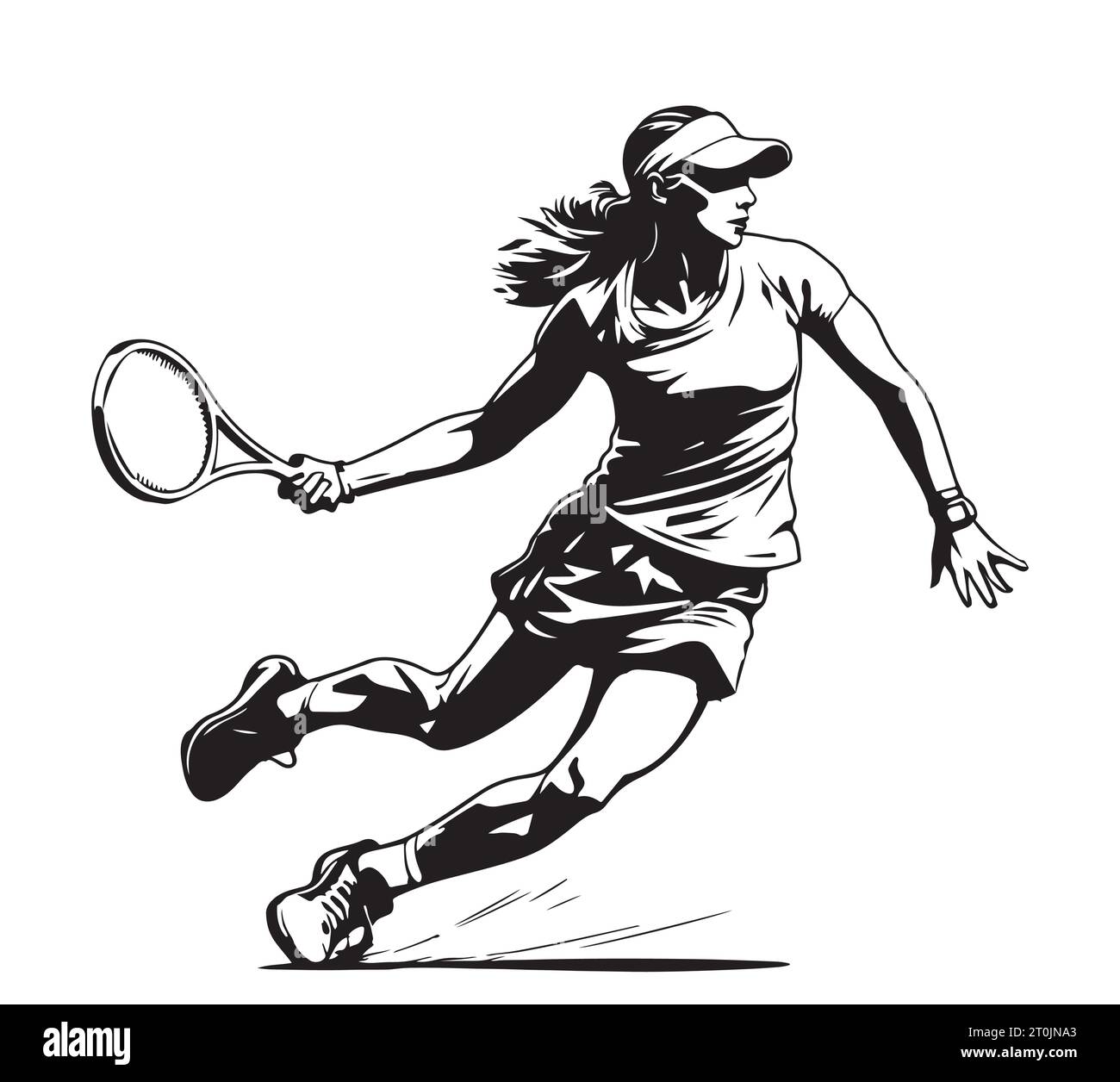 Tennis player girl sketch hand drawn Vector Sports Stock Vector Image ...