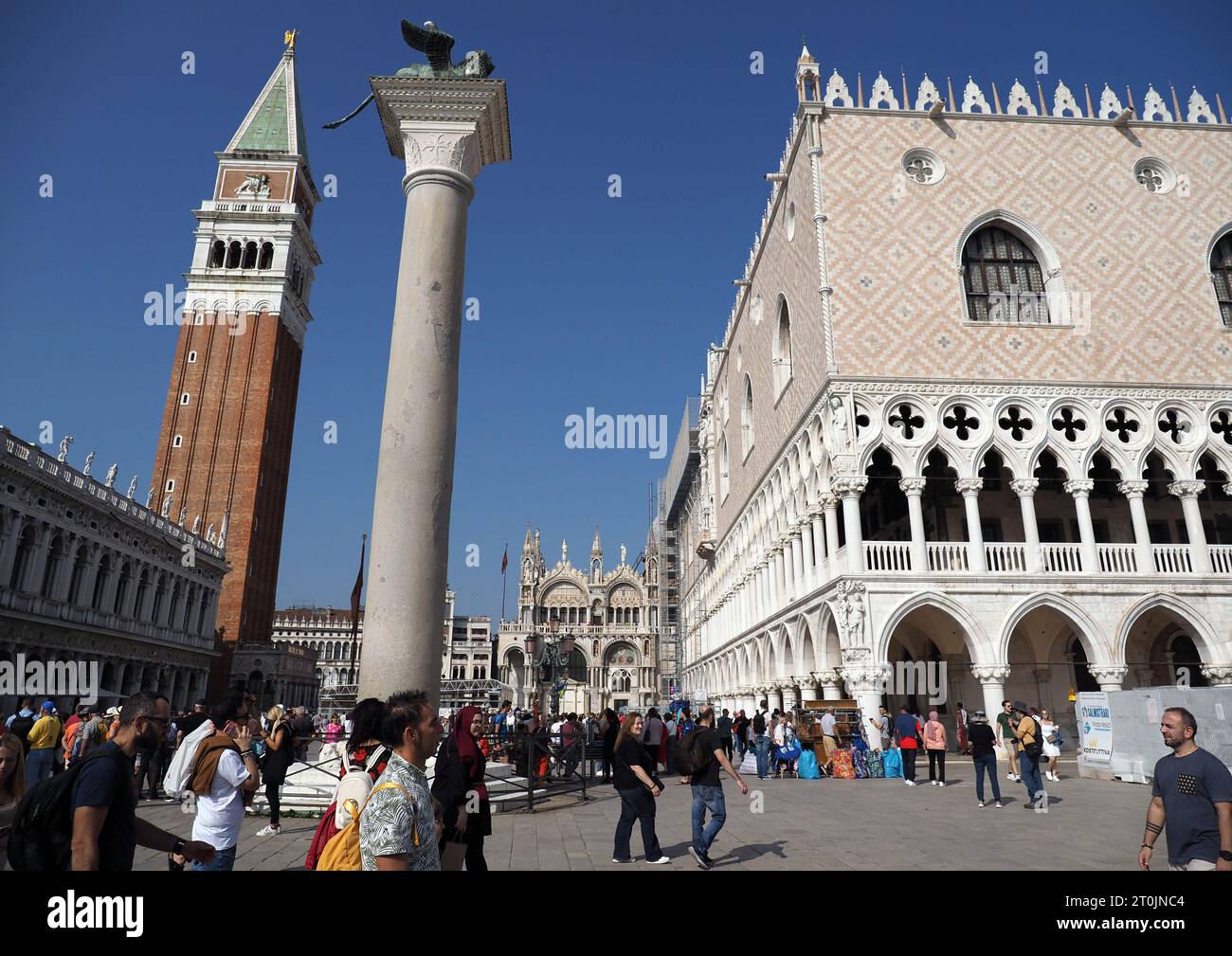 Scenes of Venice, Italy on October 7, 2023. Crowds are seen in Piazza ...