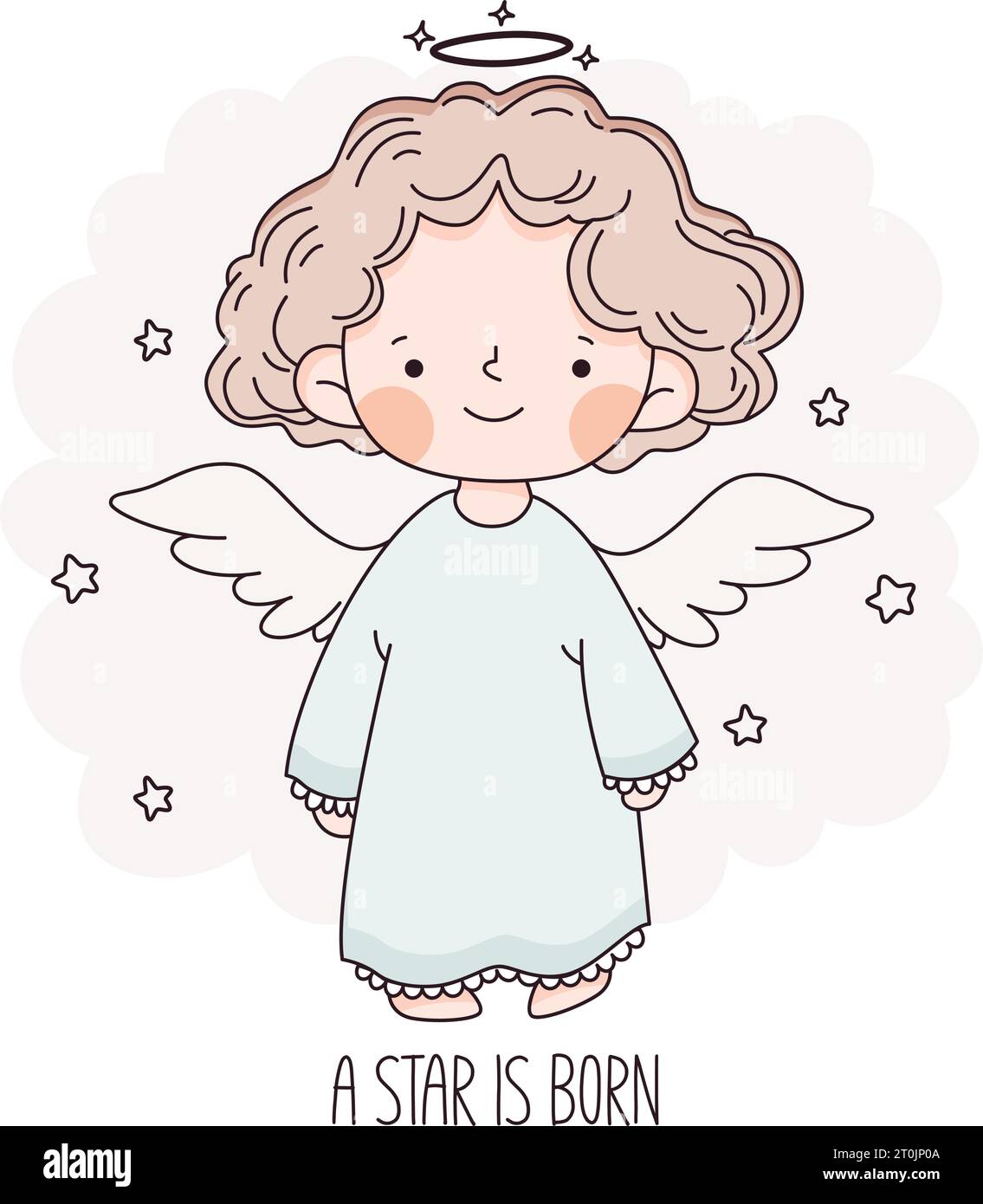 Cute cartoon baby angel for Christmas and Easter. Vector illustration ...