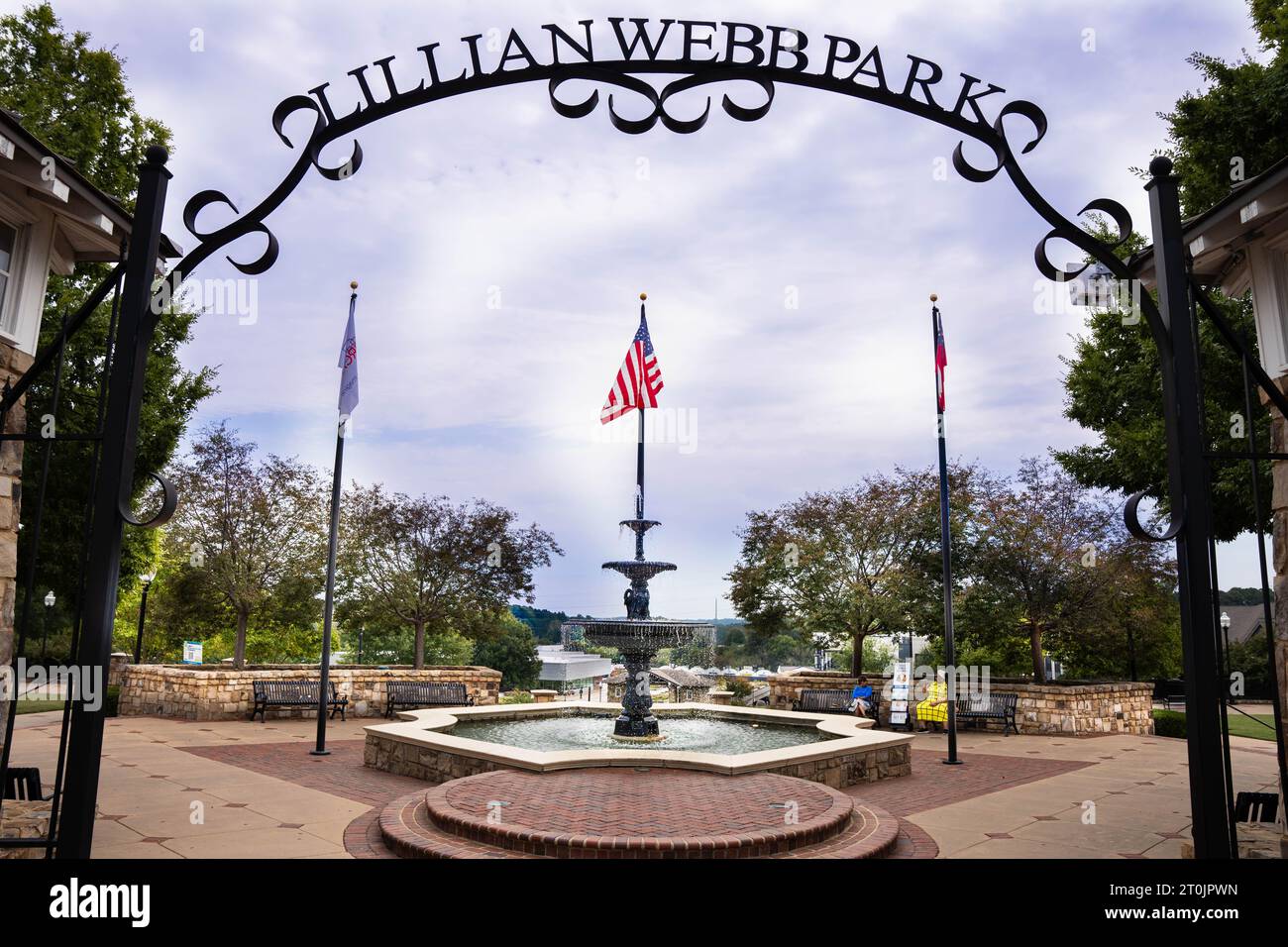 Lillian Webb Park in Atlanta georgia with its fountain and American ...