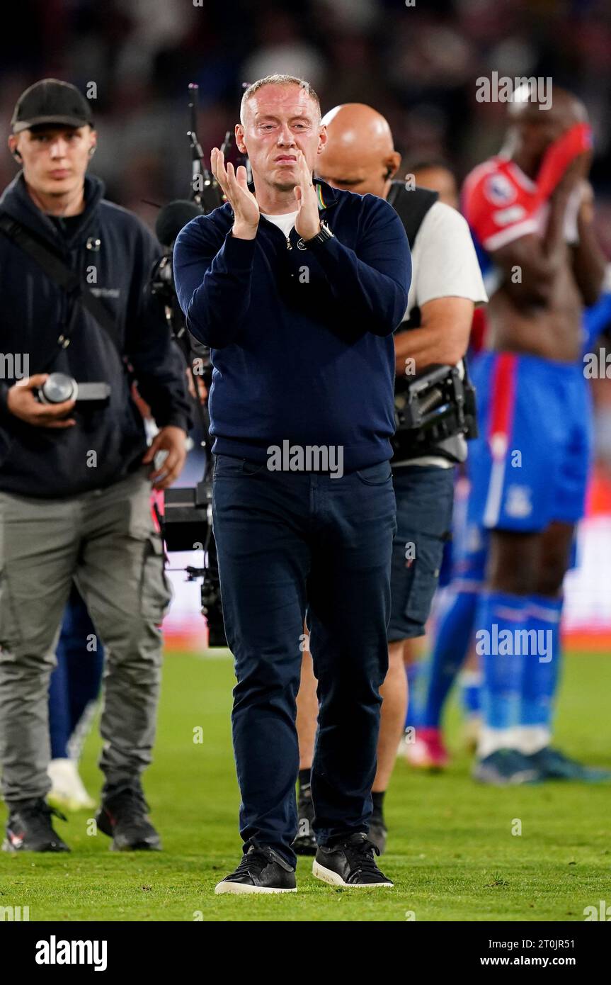 Nottingham Forest manager Steve Cooper applauds the fans after the ...