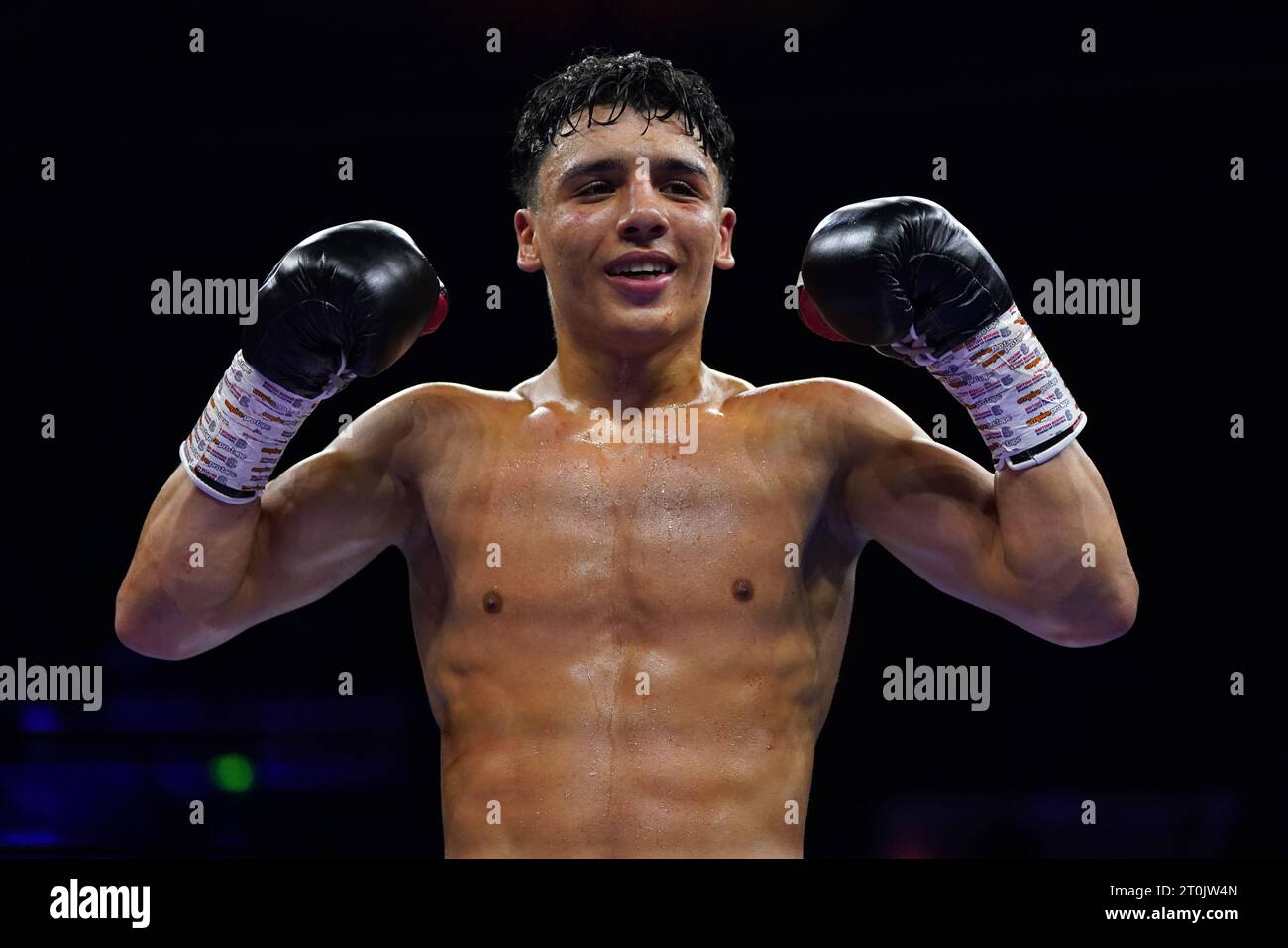 Junaid Bostan celebrates his victory over Corey McCulloch in a ...