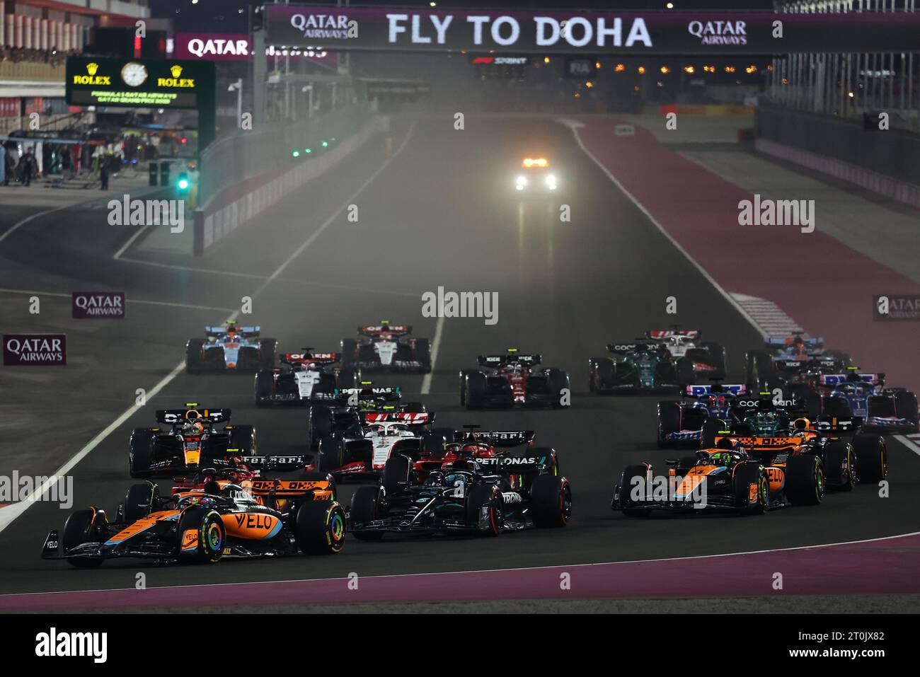 Doha, Qatar. 07th Oct, 2023. Oscar Piastri (AUS) McLaren MCL60 leads at ...
