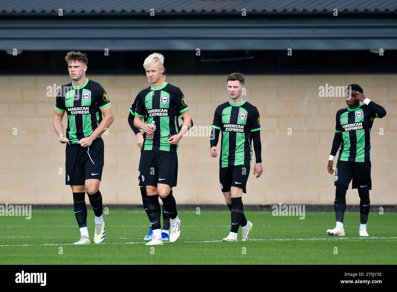 Swansea, Wales. 7 October 2023. Some of the Brighton & Hove Albion team ...