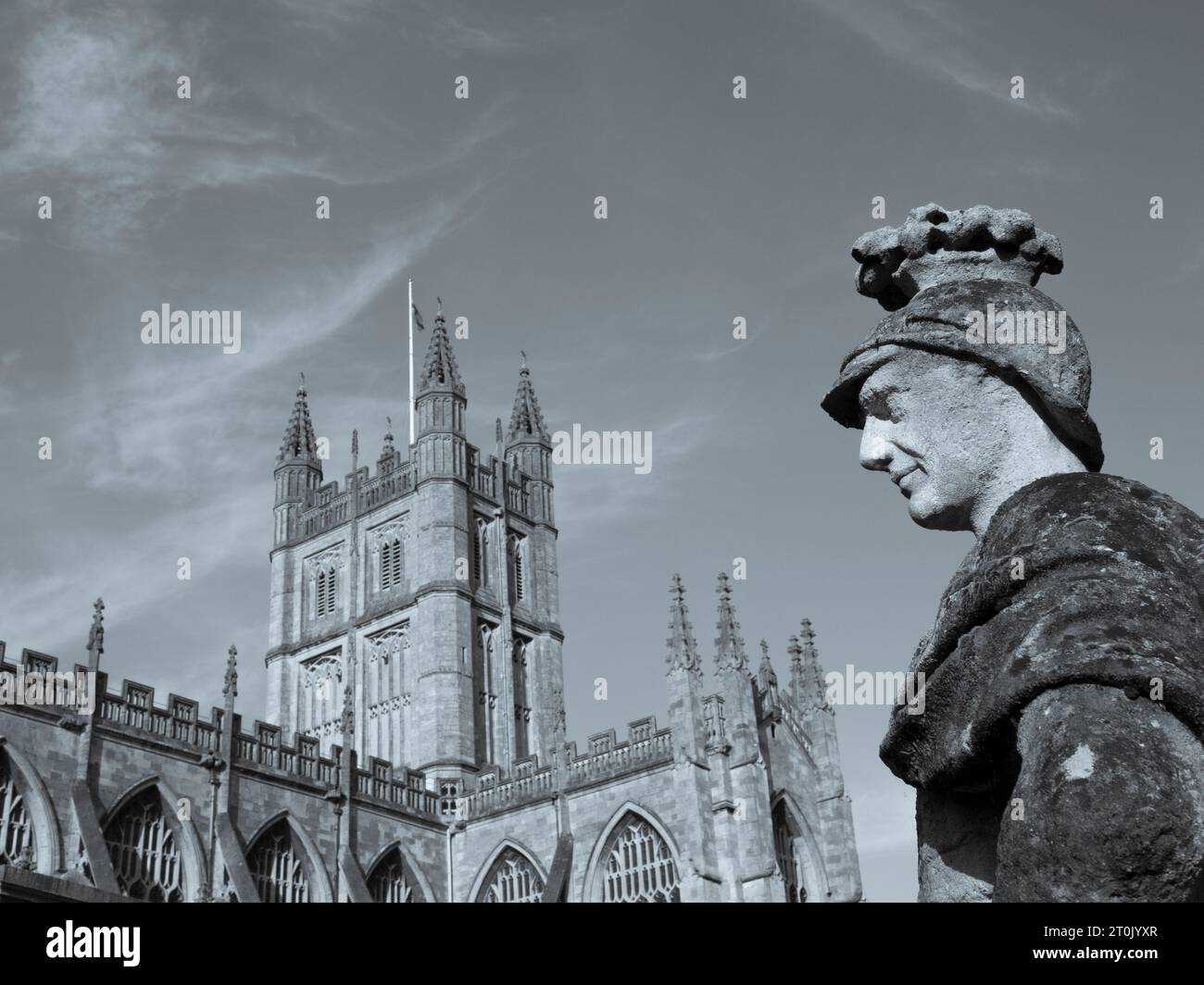B&W Statue of Roman Soldier, Legionary, at the Roman Baths, with the ...