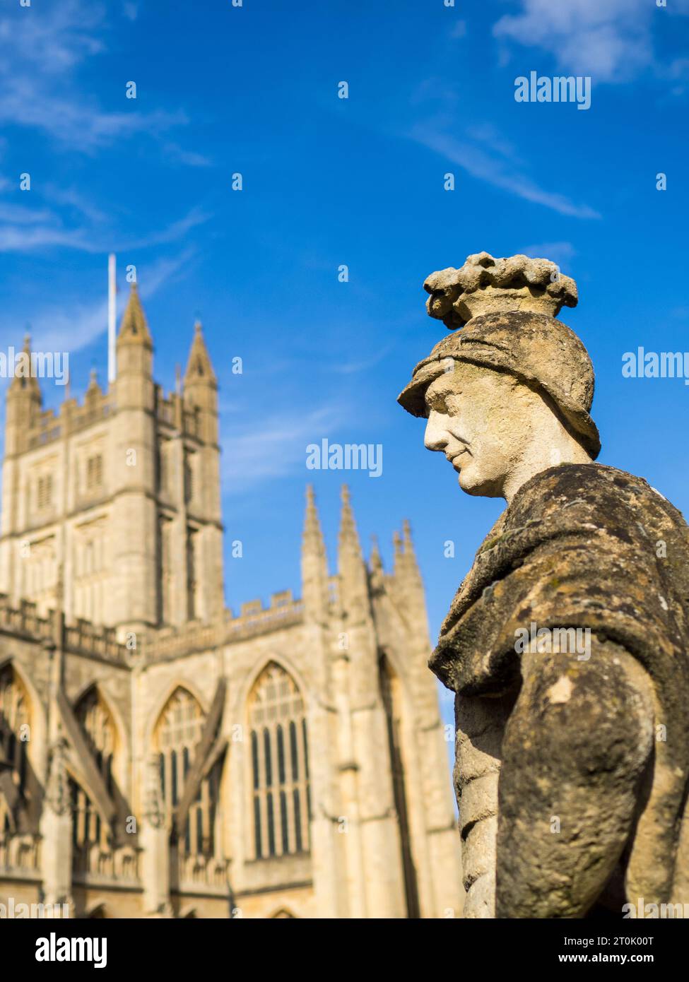 Statue of Roman Soldier, Legionary, at the Roman Baths, with the Bath ...