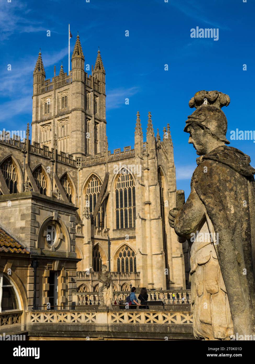 Statue of Roman Soldier, Legionary, at the Roman Baths, with the Bath ...