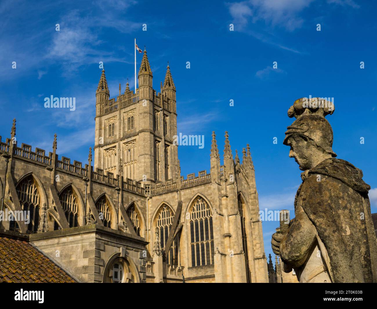 Statue of Roman Soldier, Legionary, at the Roman Baths, with the Bath ...