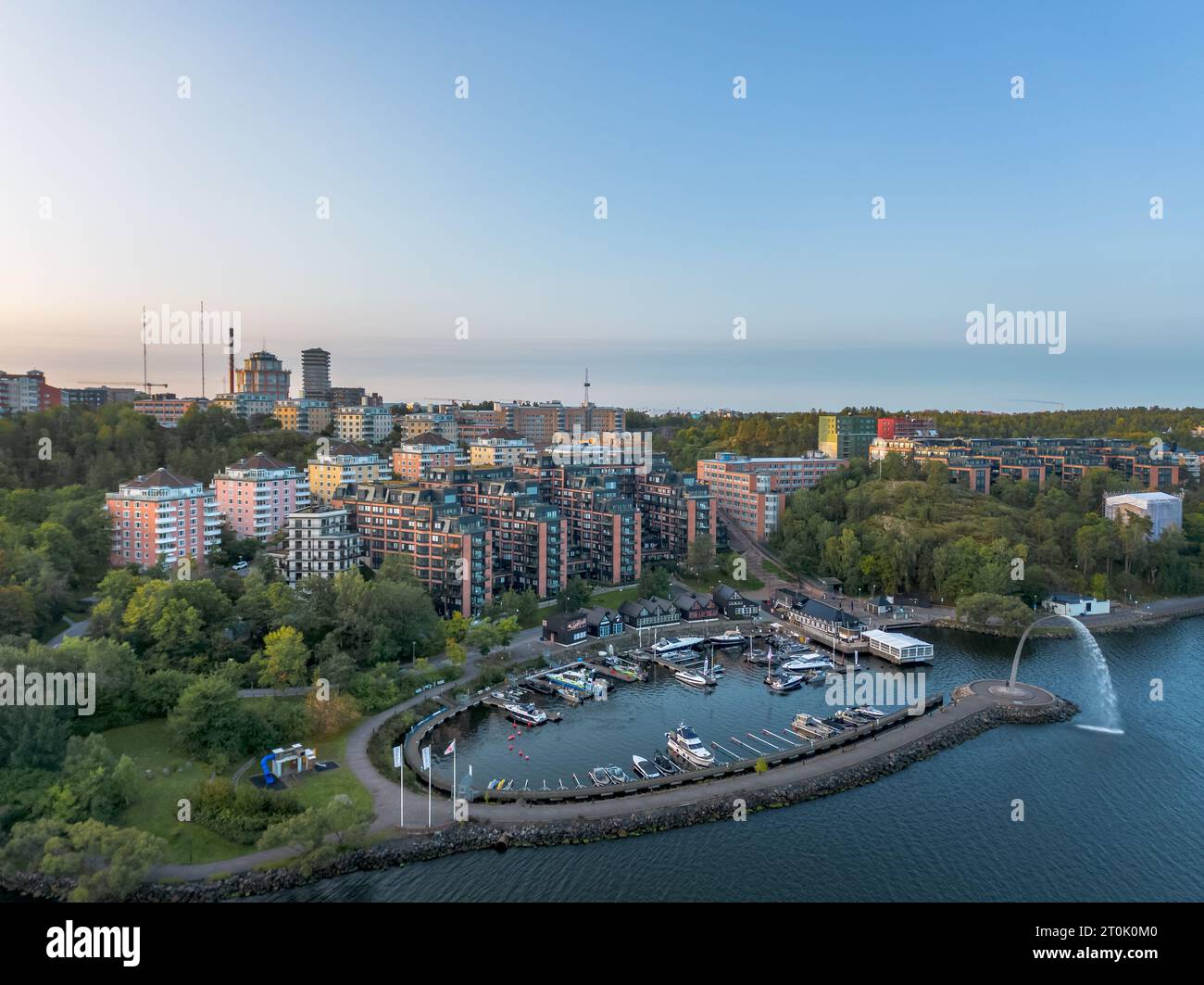 Aerial view of Nacka Strand residential area in Nacka outside Stockholm ...