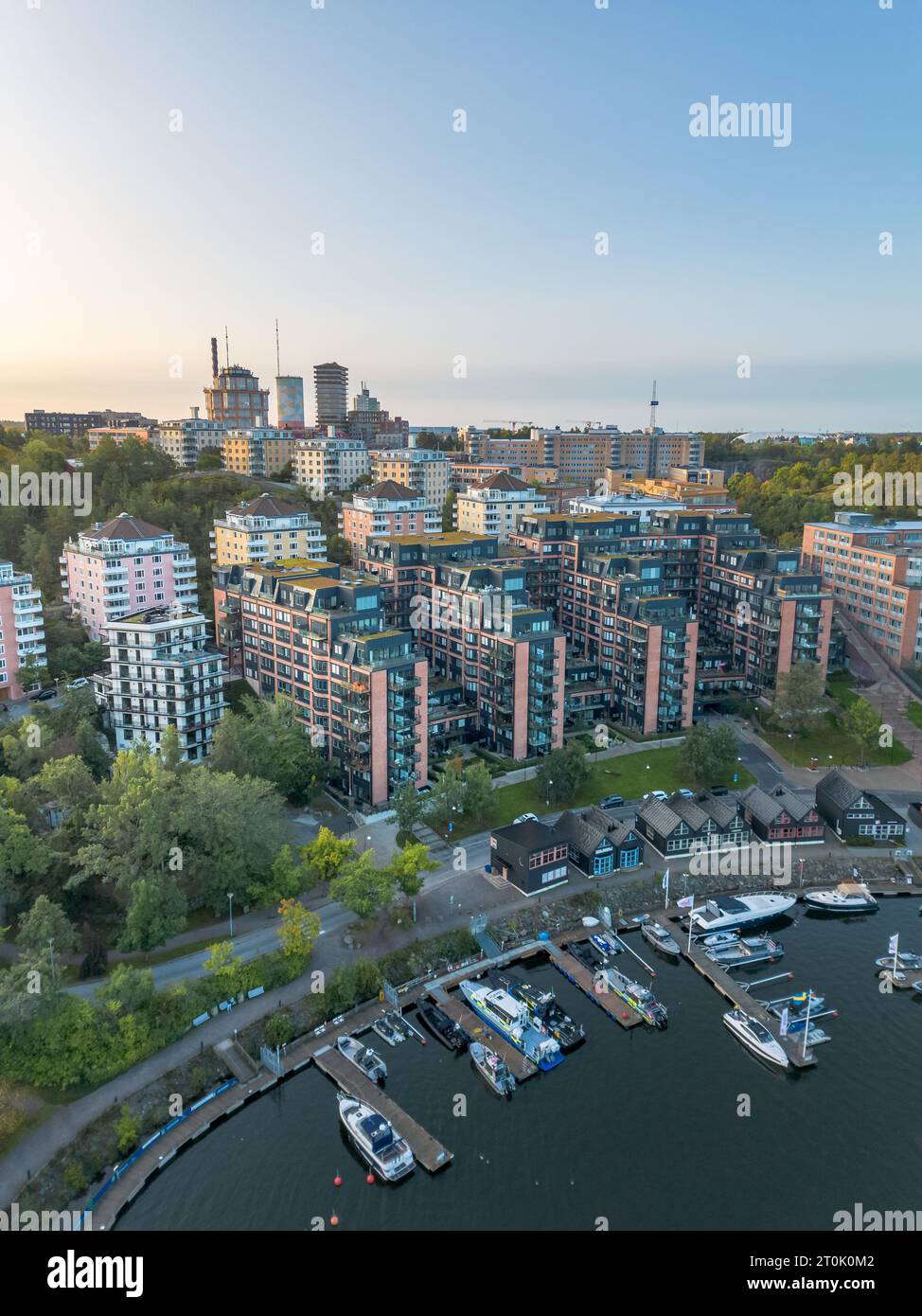 Aerial view of Nacka Strand residential area in Nacka outside Stockholm ...
