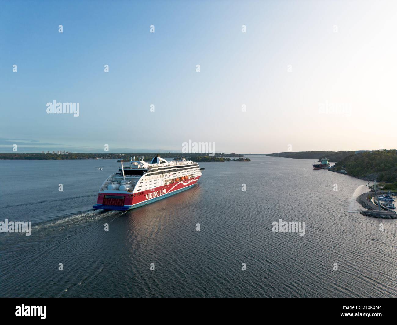 Stockholm, Sweden - 1 October 2023: Aerial view of passenger cruise ...