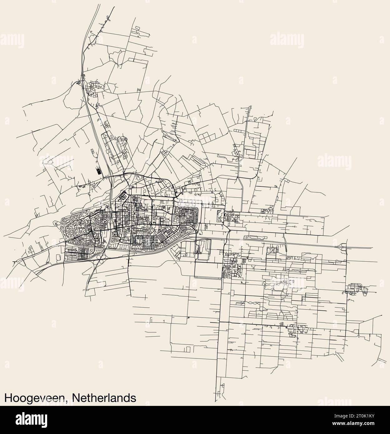 Street roads map of HOOGEVEEN, NETHERLANDS Stock Vector Image & Art - Alamy