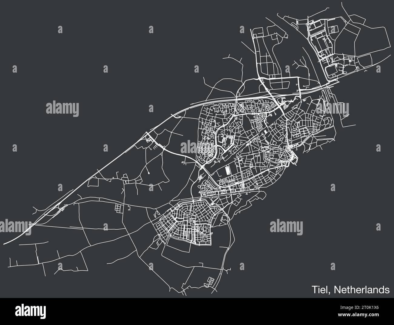 Street roads map of TIEL, NETHERLANDS Stock Vector Image & Art - Alamy