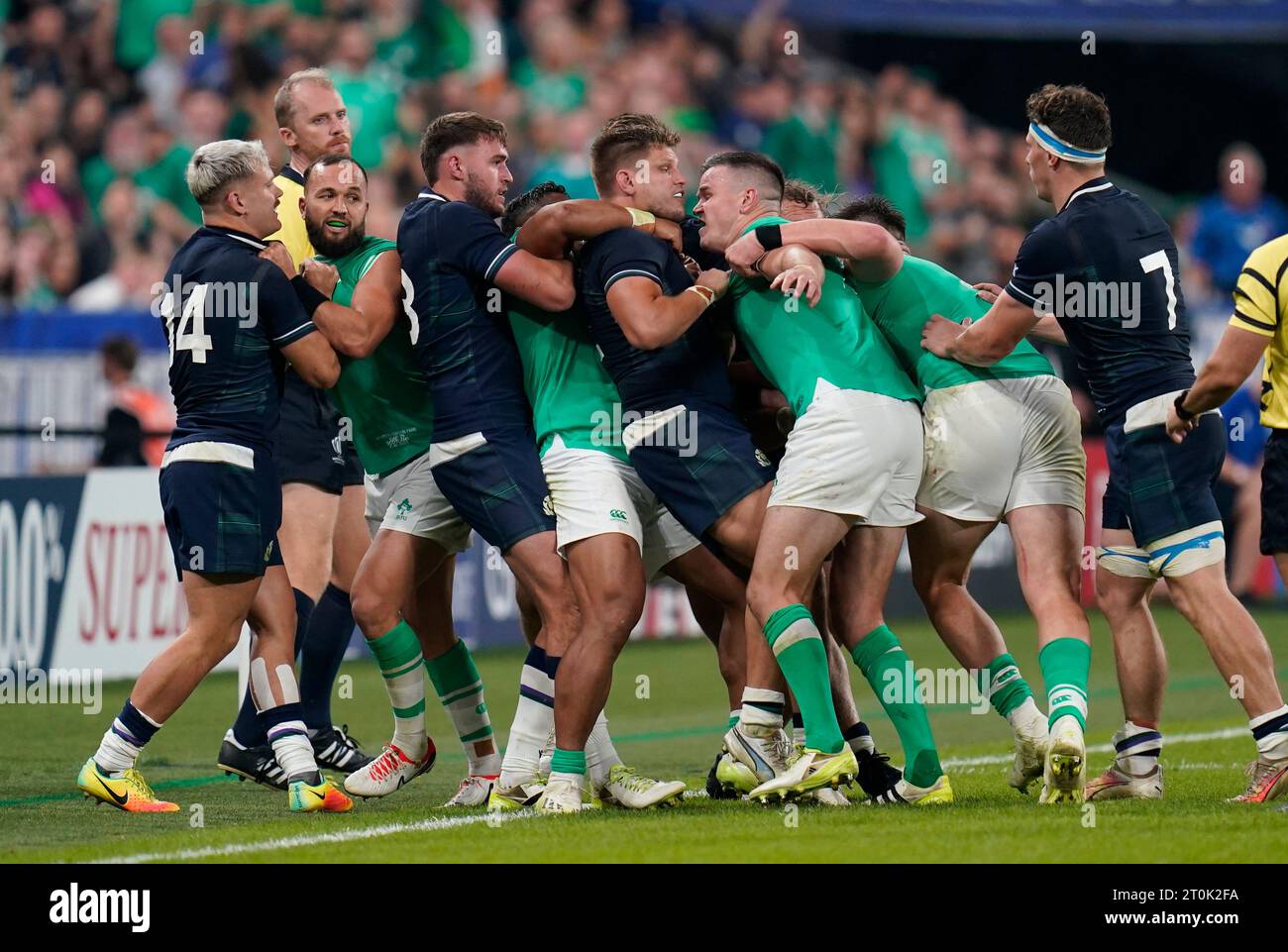 Tempers flare between Ireland and Scotland players during the Rugby ... Tempers flare between Ireland and Scotland players during the Rugby ...