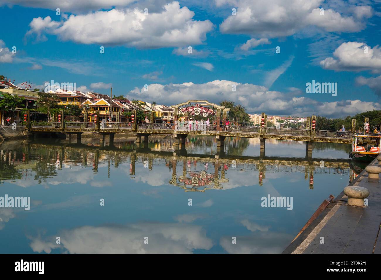 Hoi An, Vietnam. Pedestrian Bridge over Thu Bon River, Early Morning ...
