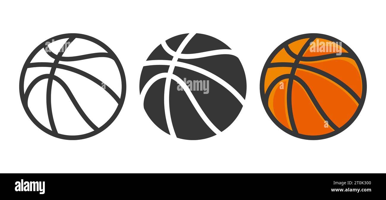 Vector Cartoon Basketball Set Closeup Isolated. Black and White and ...
