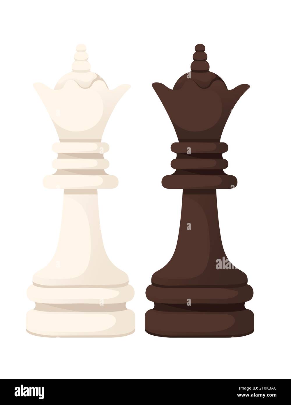 White and black Queen chess figure for table board game vector ...
