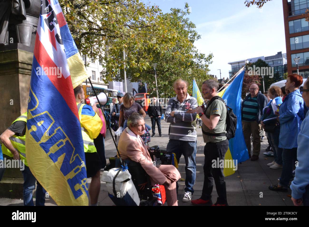 Manchester, UK, 7th October, 2023. A small but passionate protest in ...