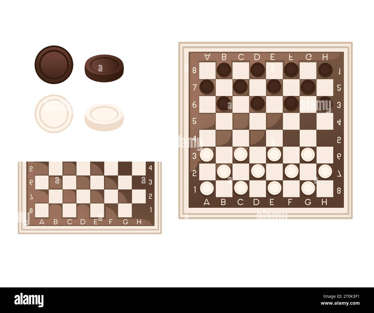 Classic checkers with folding board-box vector illustration isolated on ...