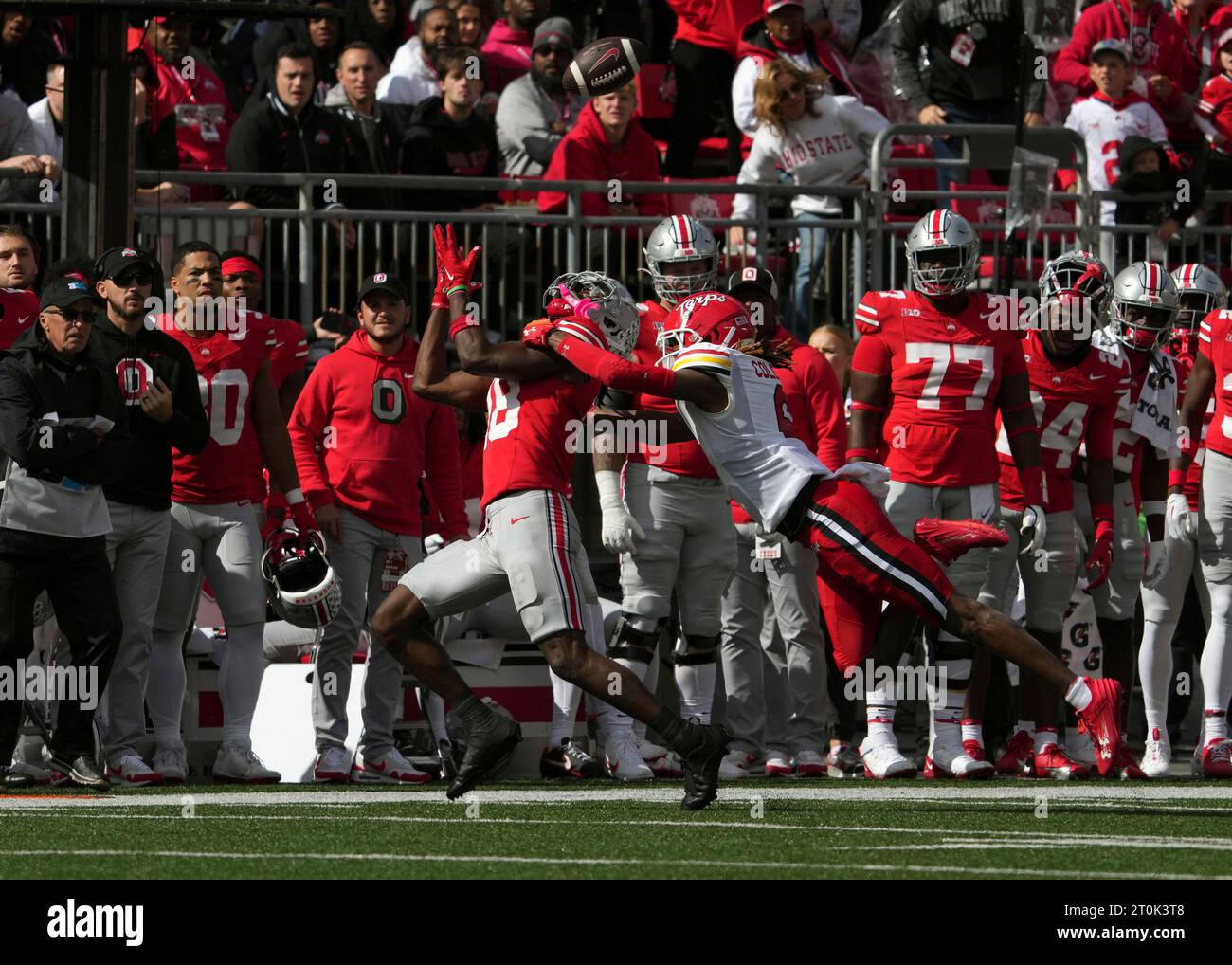 COLUMBUS, OH - OCTOBER 07: Marvin Harrison Jr. #18 of the Ohio State ...