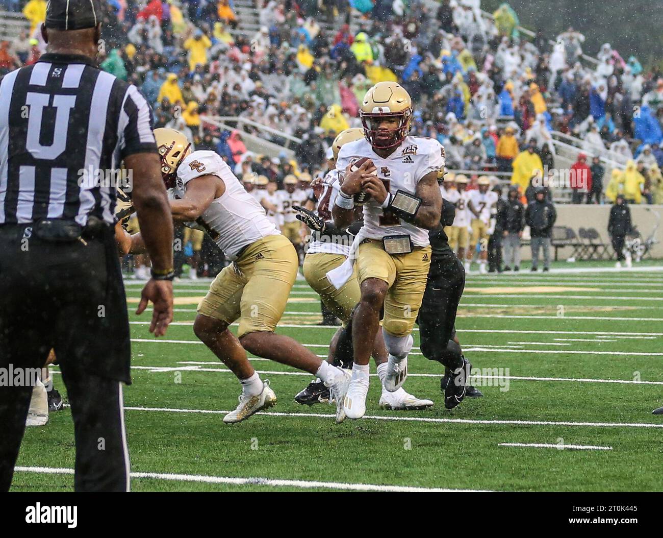 October 07, 2023: Boston College Eagles quarterback Thomas Castellanos (1) runs in for a ...