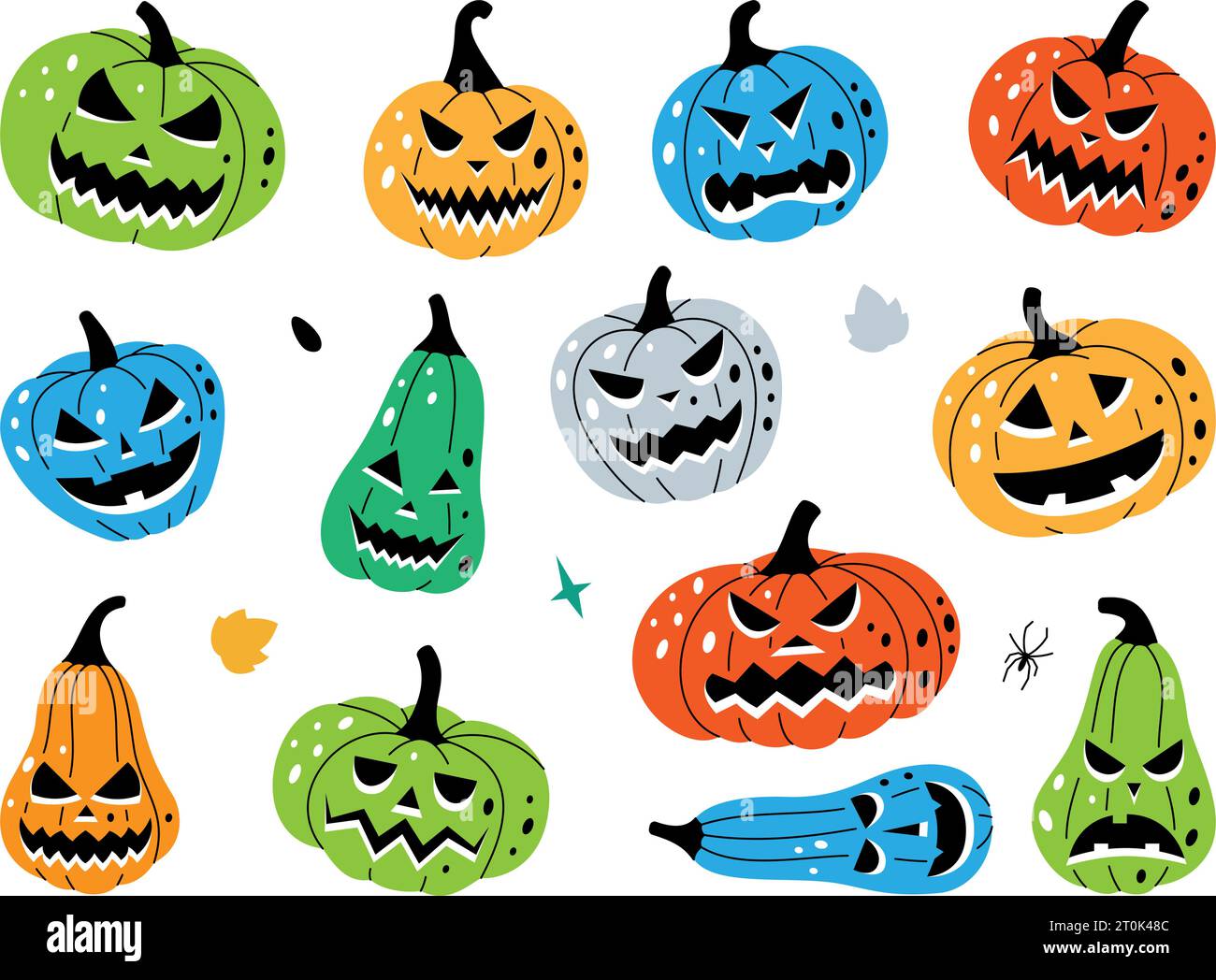 Autumn pumpkins faces. Pumpkins scary faces. Autumn halloween ...