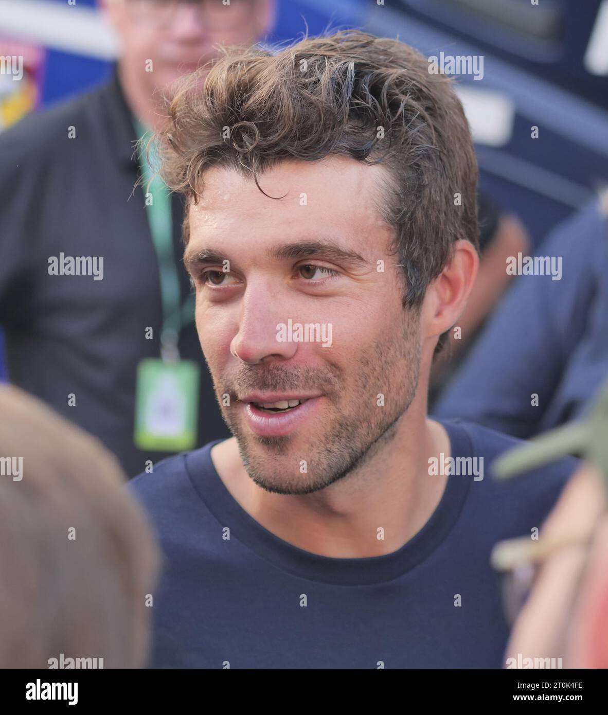 Bergamo, Italy. 07th Oct, 2023. Thibaut Pinot in his last race, a 33 ...