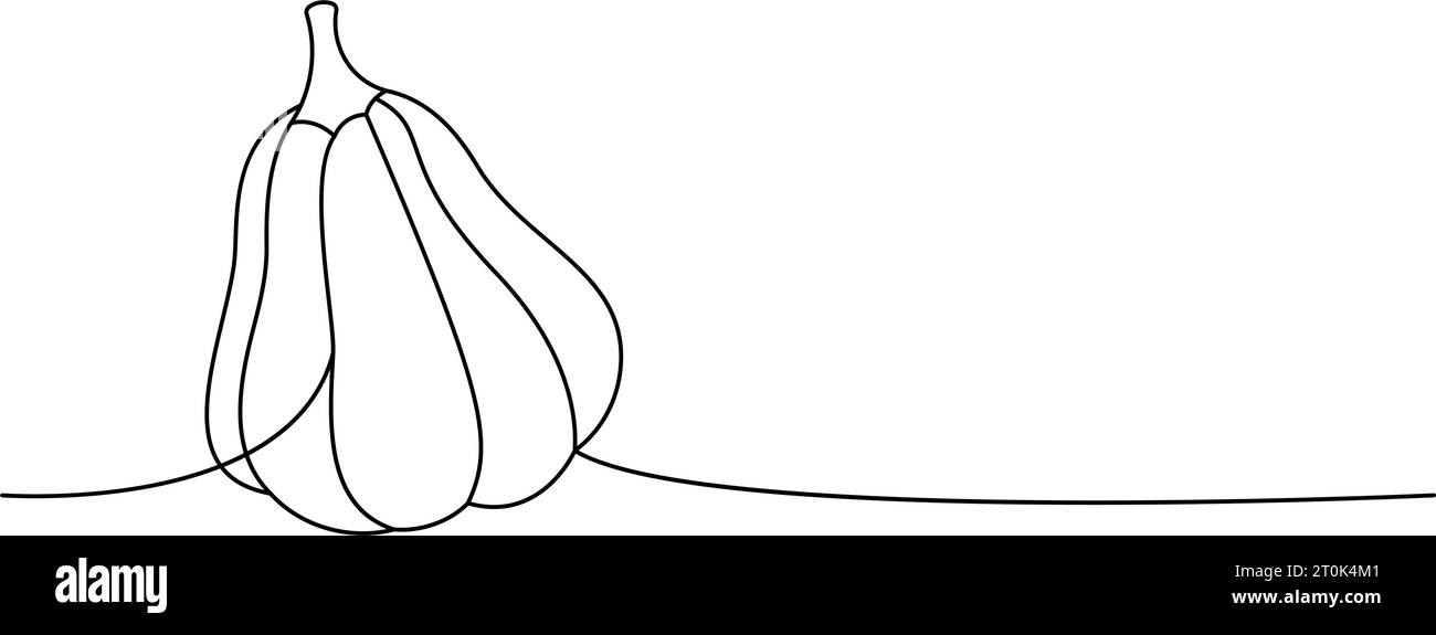 Autumn pumpkin, vegetable one line continuous drawing. Halloween ...