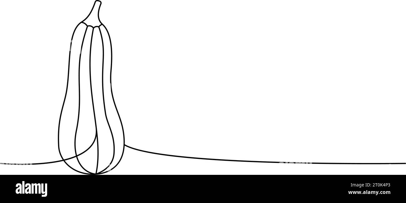Autumn pumpkin, vegetable one line continuous drawing. Halloween ...