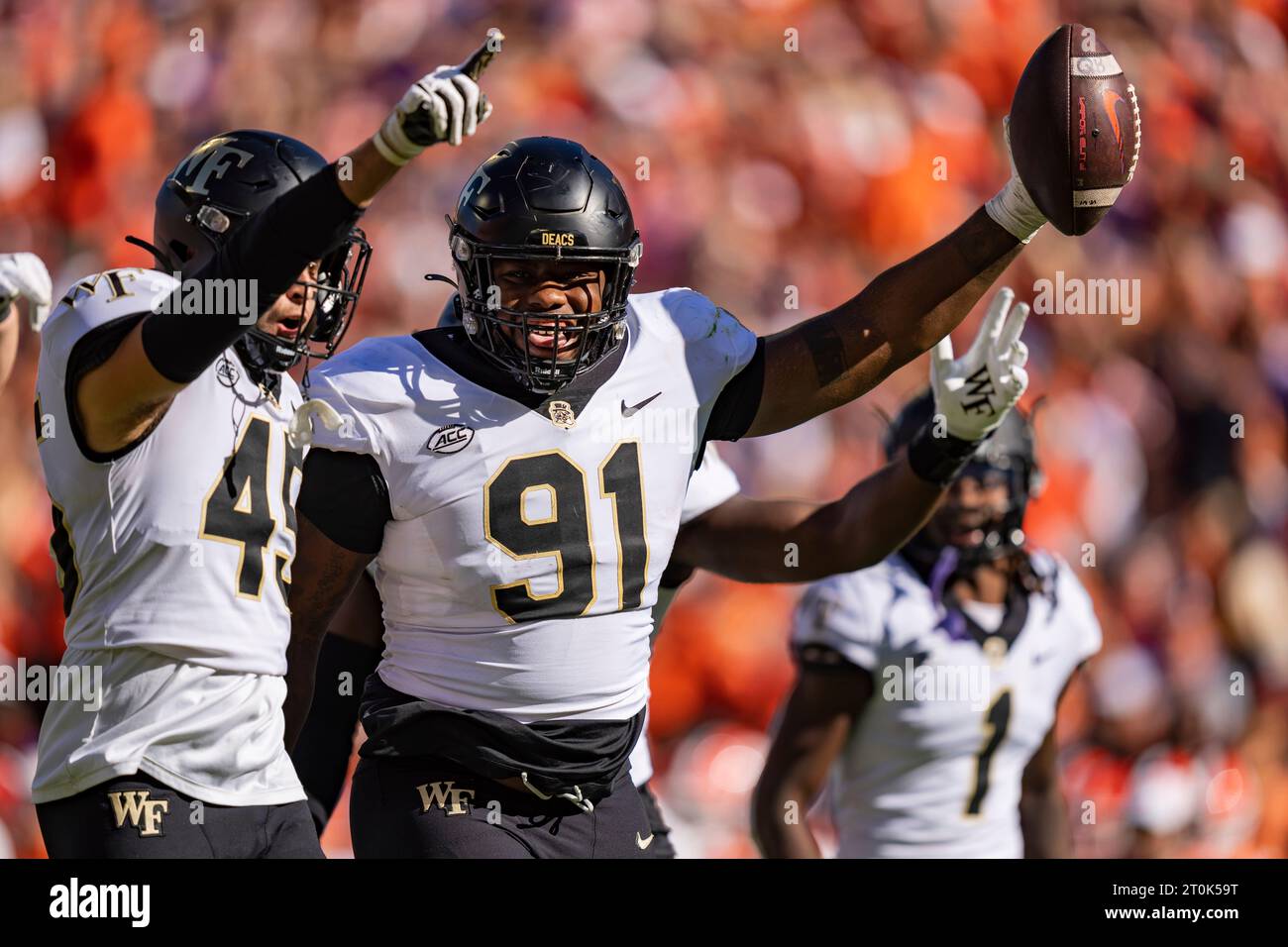 Wake Forest defensive lineman Kevin Pointer (91) reacts after ...