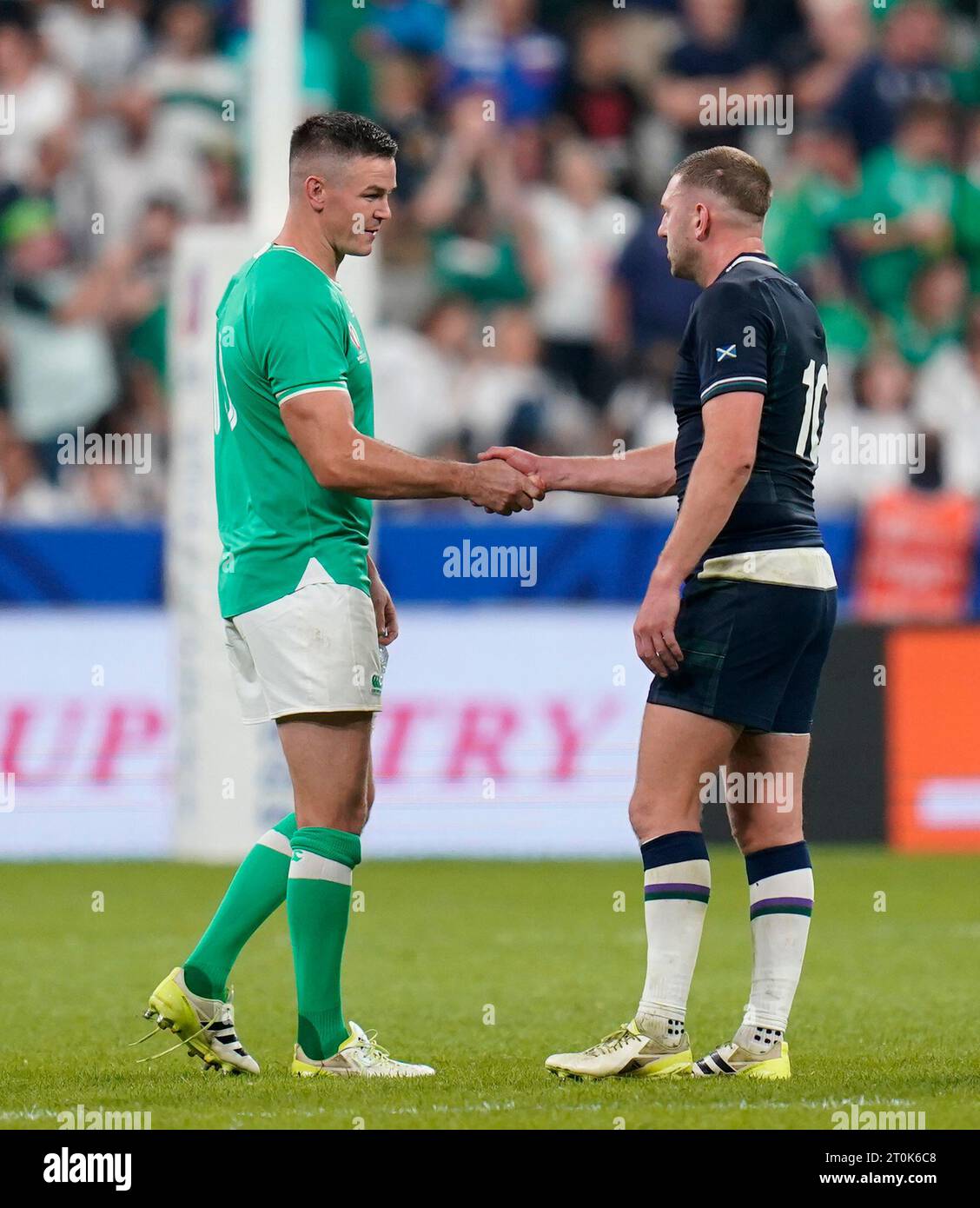 Irelands Johnny Sexton Left And Scotlands Finn Russell Shake Hands