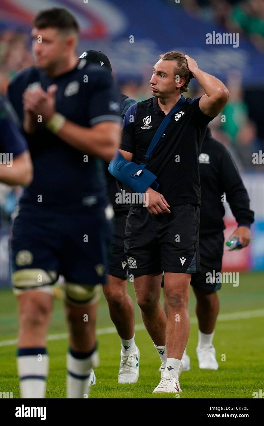 Scotland captain Jamie Ritchie with an arm injury after the Rugby World ...