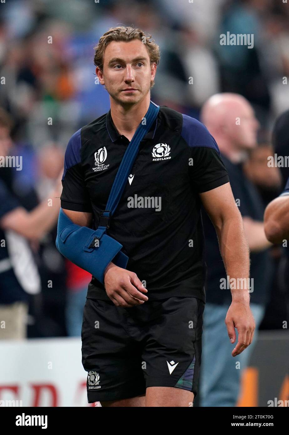 Scotland captain Jamie Ritchie with an arm injury after the Rugby World ...