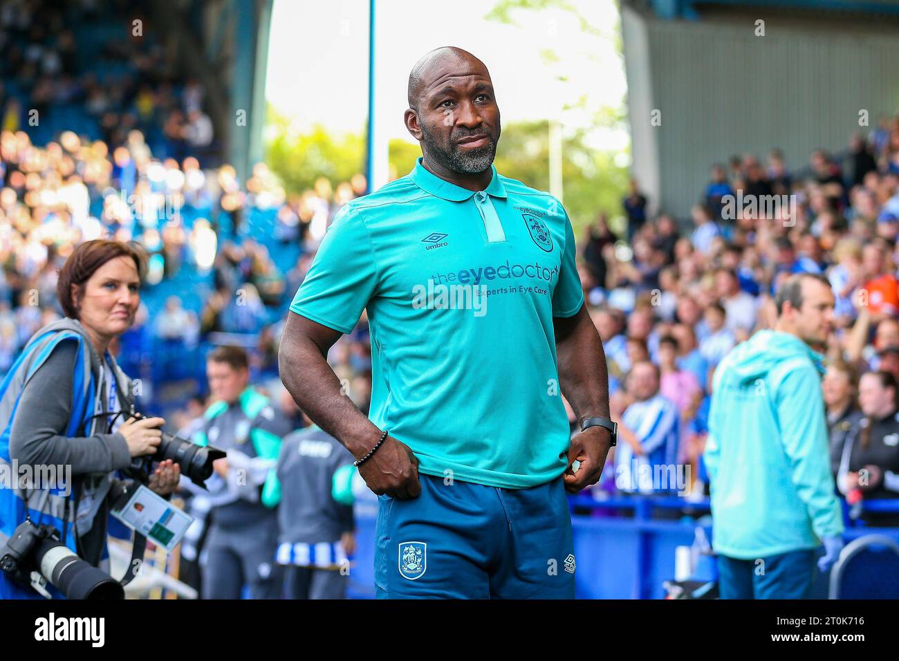 Sheffield, UK. 07th Oct, 2023. Huddersfield Town Manager Darren Moore ...