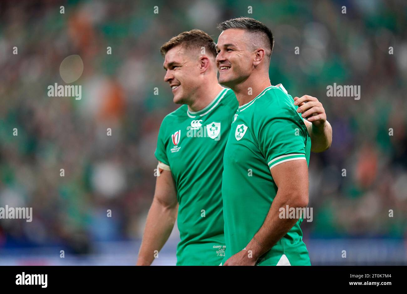 Ireland's Garry Ringrose (left) and Johnny Sexton after the Rugby World ...
