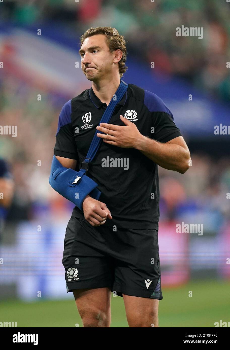 Scotland captain Jamie Ritchie with an arm injury after the Rugby World ...