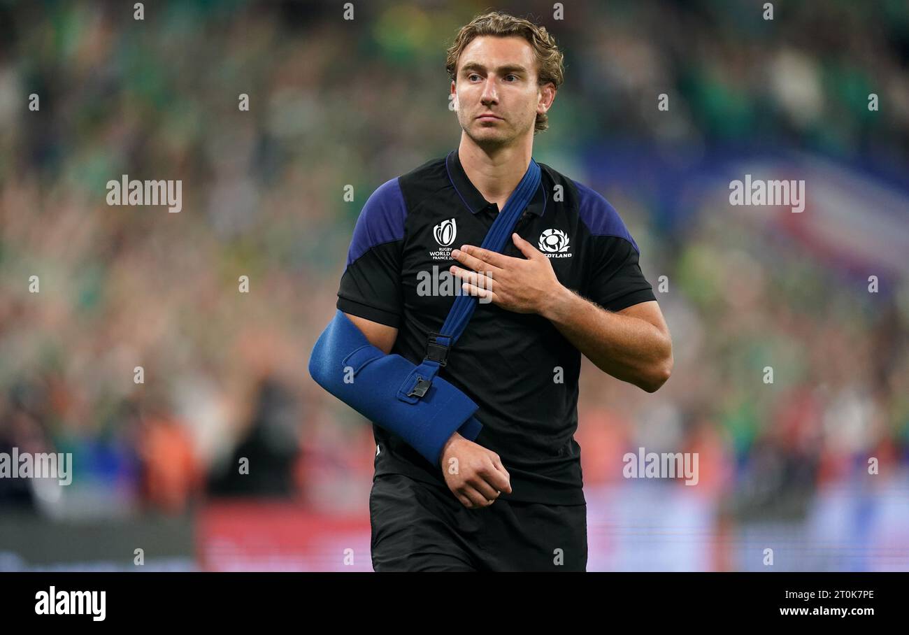 Scotland captain Jamie Ritchie with an arm injury after the Rugby World ...