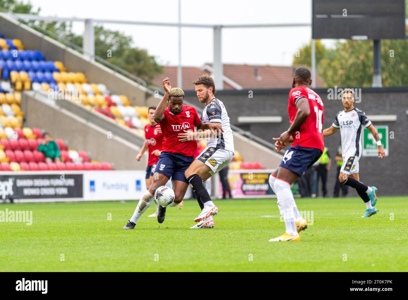 York, United Kingdom, 07 Oct 2023, York City and Bromley FC players ...