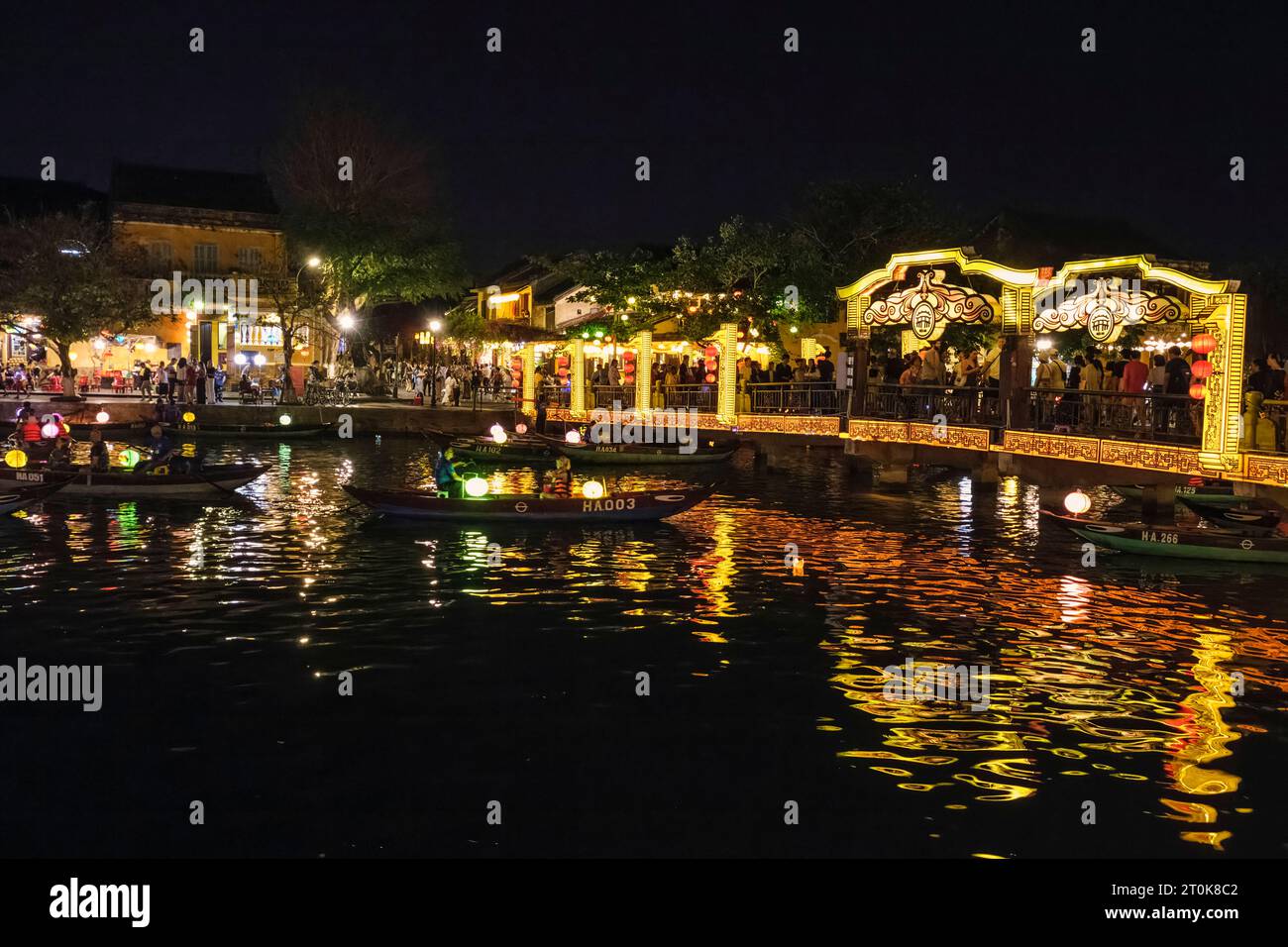 Hoi An, Vietnam. Pedestrian Bridge over the Thu Bon River at Night ...
