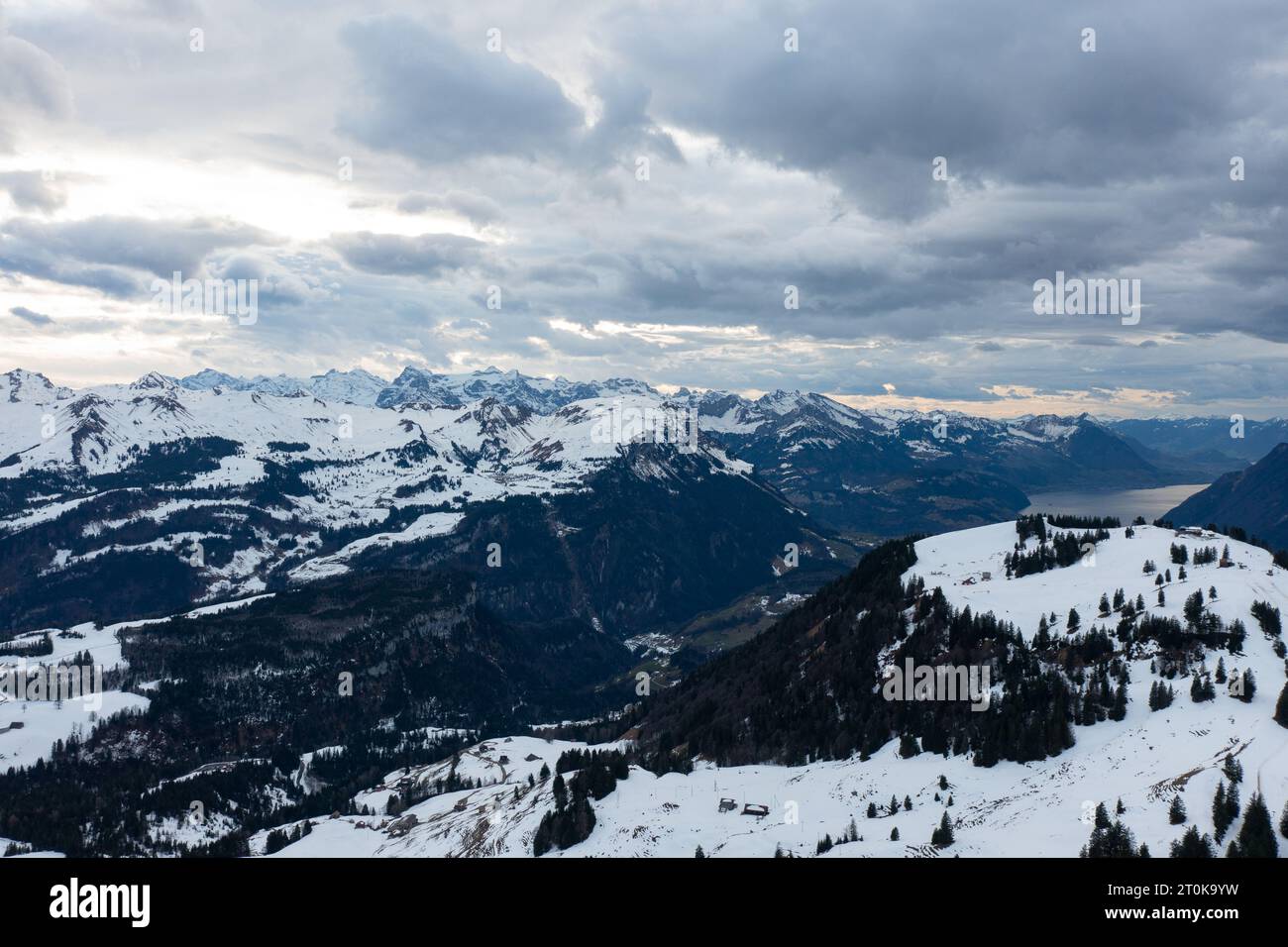 Aerial view of the Alps are the highest and most extensive mountain ...