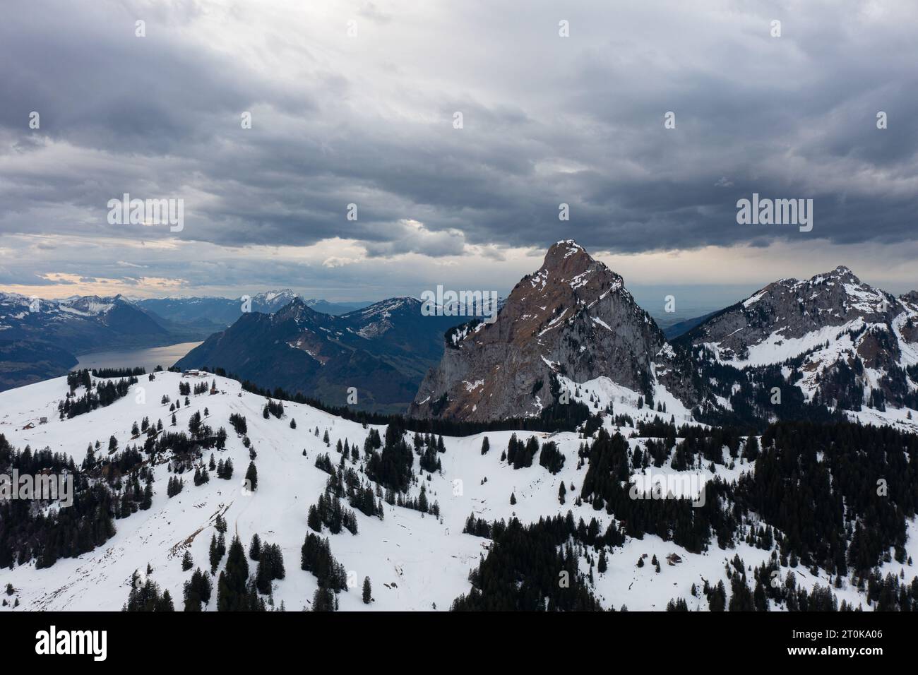 Aerial view of the Alps are the highest and most extensive mountain ...