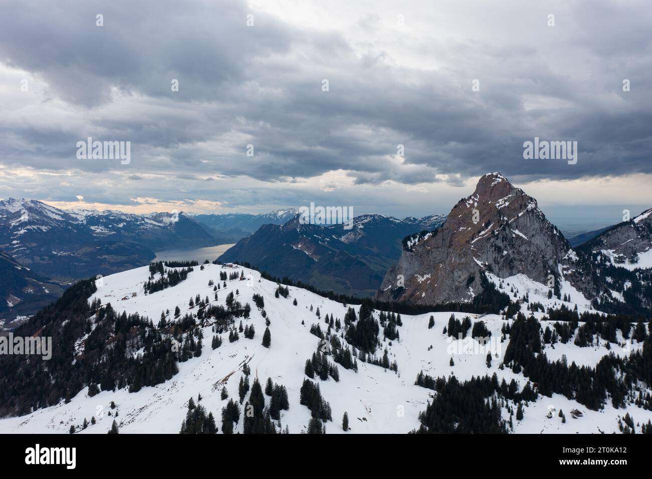 Aerial view of the Alps are the highest and most extensive mountain ...