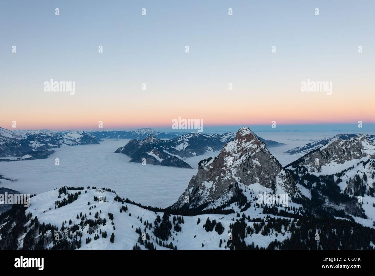 Beautiful sunset above sea of fog at mount Rigi Stock Photo - Alamy