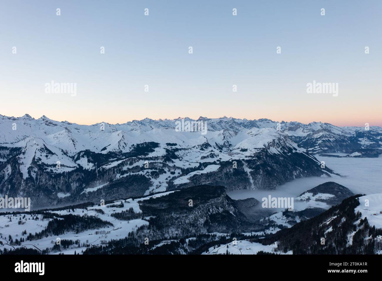 Beautiful sunset above sea of fog at mount Rigi Stock Photo - Alamy
