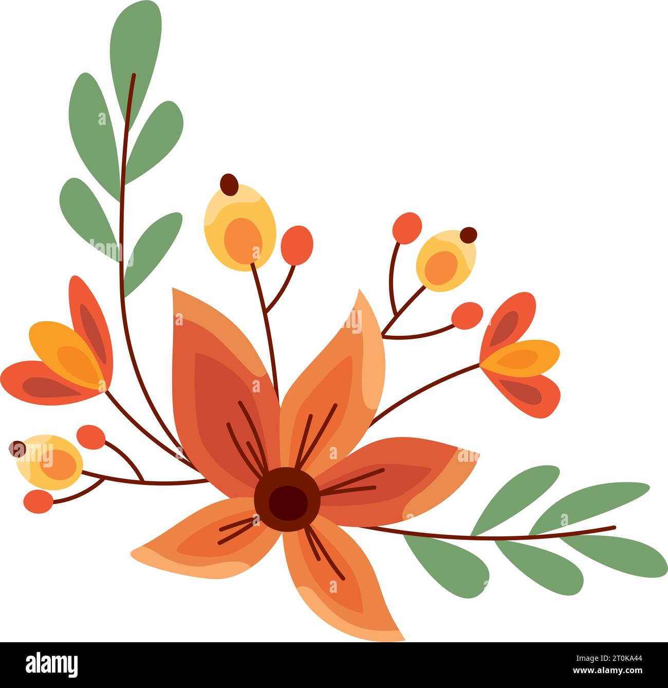 corner frame flowers orange vector isolated Stock Vector Image & Art ...