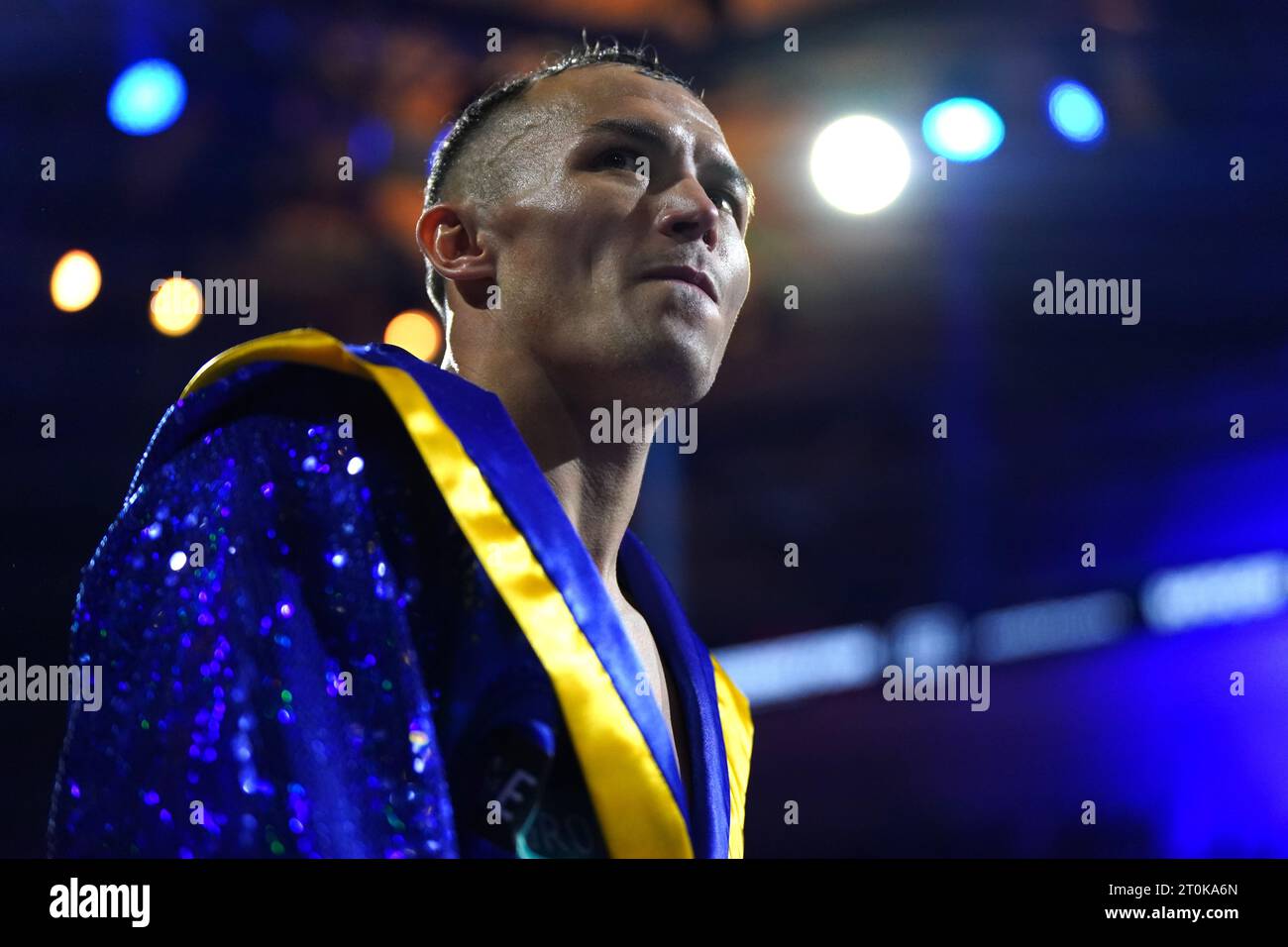 Josh Warrington makes his ring walk ahead of his WBA Featherweight ...
