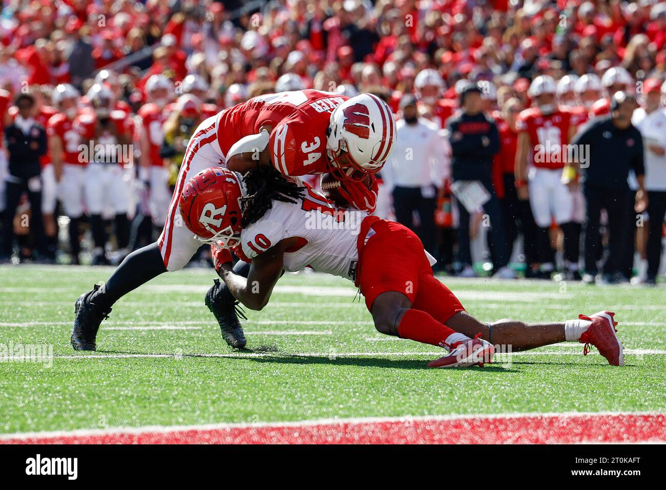 October 7, 2023: Wisconsin Badgers running back Jackson Acker (34) is ...