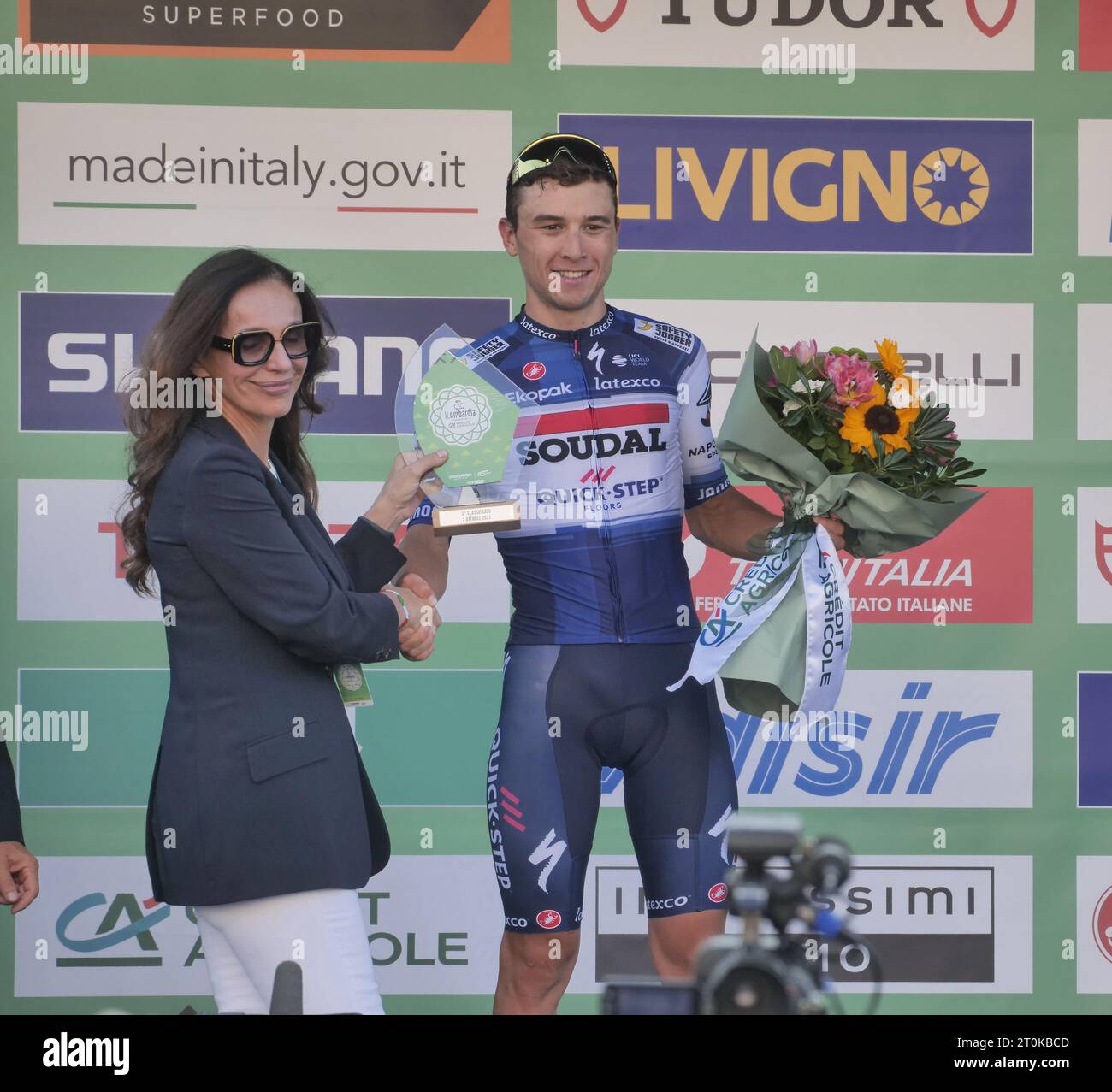 Bergamo, Italy. 07th Oct, 2023. Andrea Bagioli splendid second place in ...