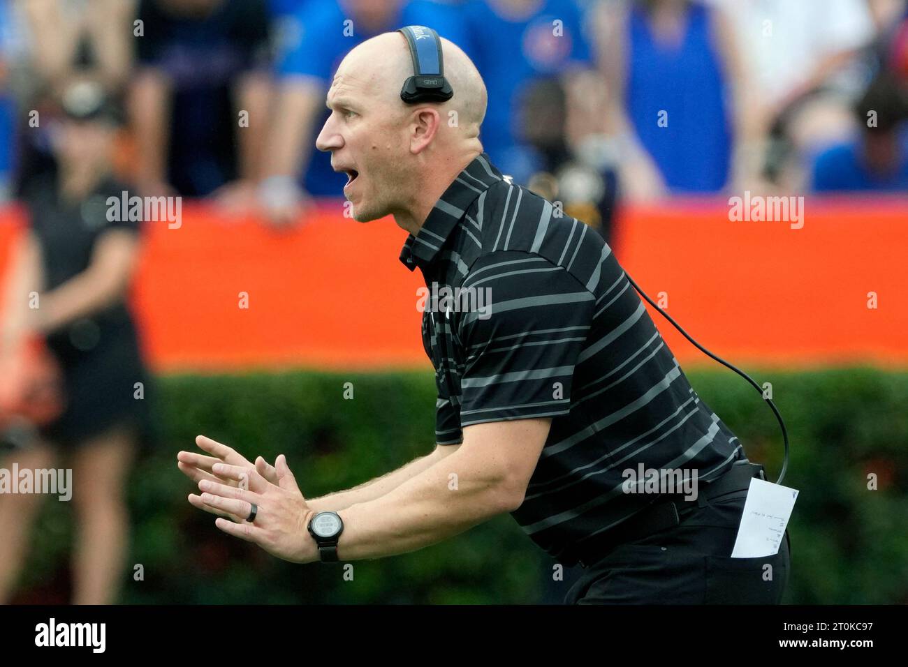 Vanderbilt head coach Clark Lea questions a call by officials during ...